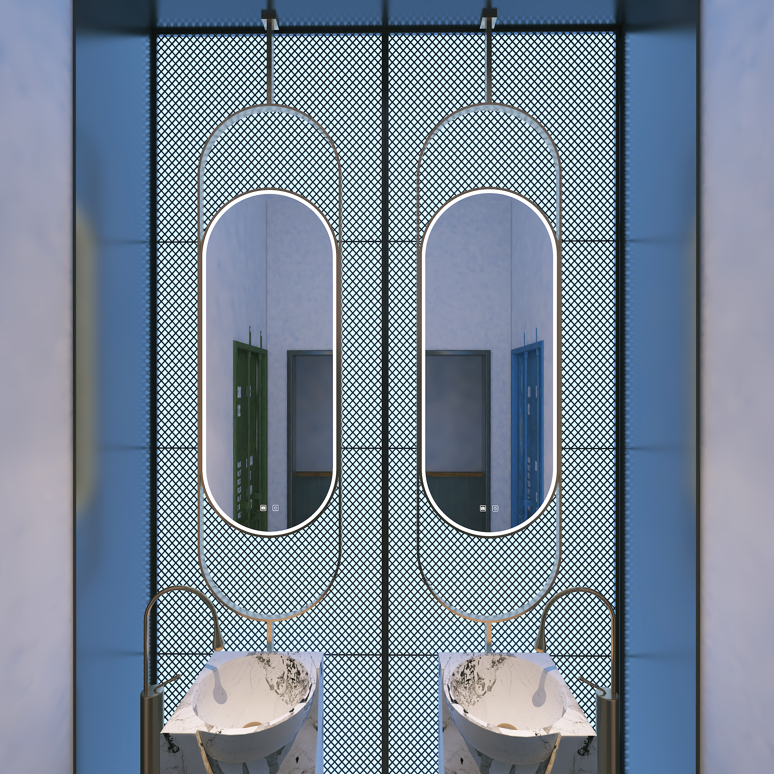 CELESTE Hanging Rod Capsule Metal Framed Custom LED Mirror